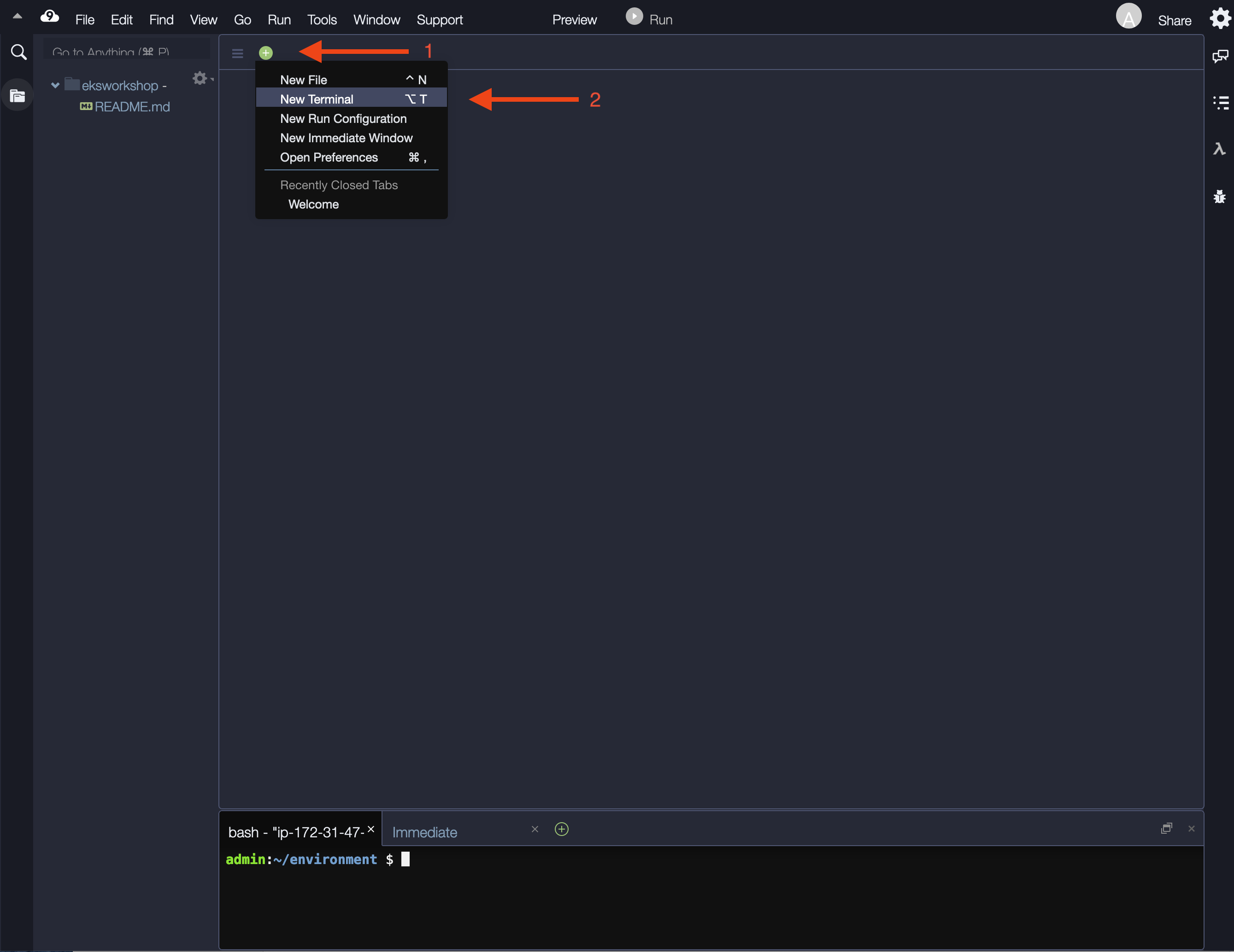 Create a Workspace :: Amazon EKS Workshop
